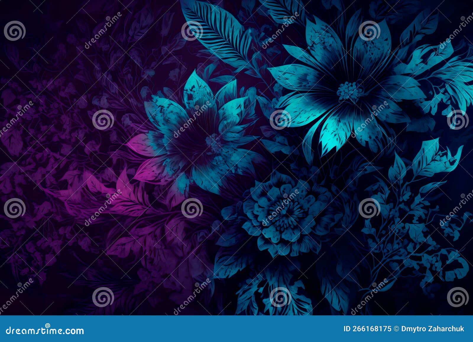 Floral Decorative Seamless Pattern . Blue Background with Flowers ...