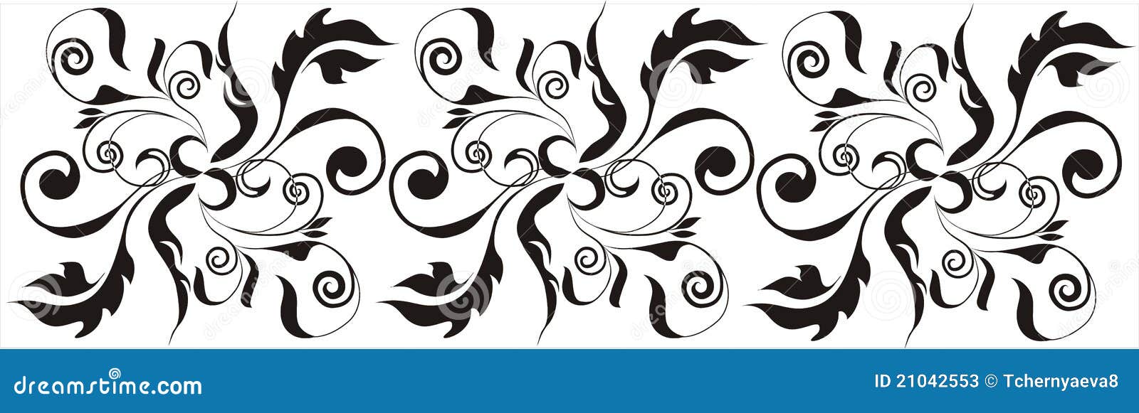 Floral Design in the Band on a White Background. Stock Vector ...