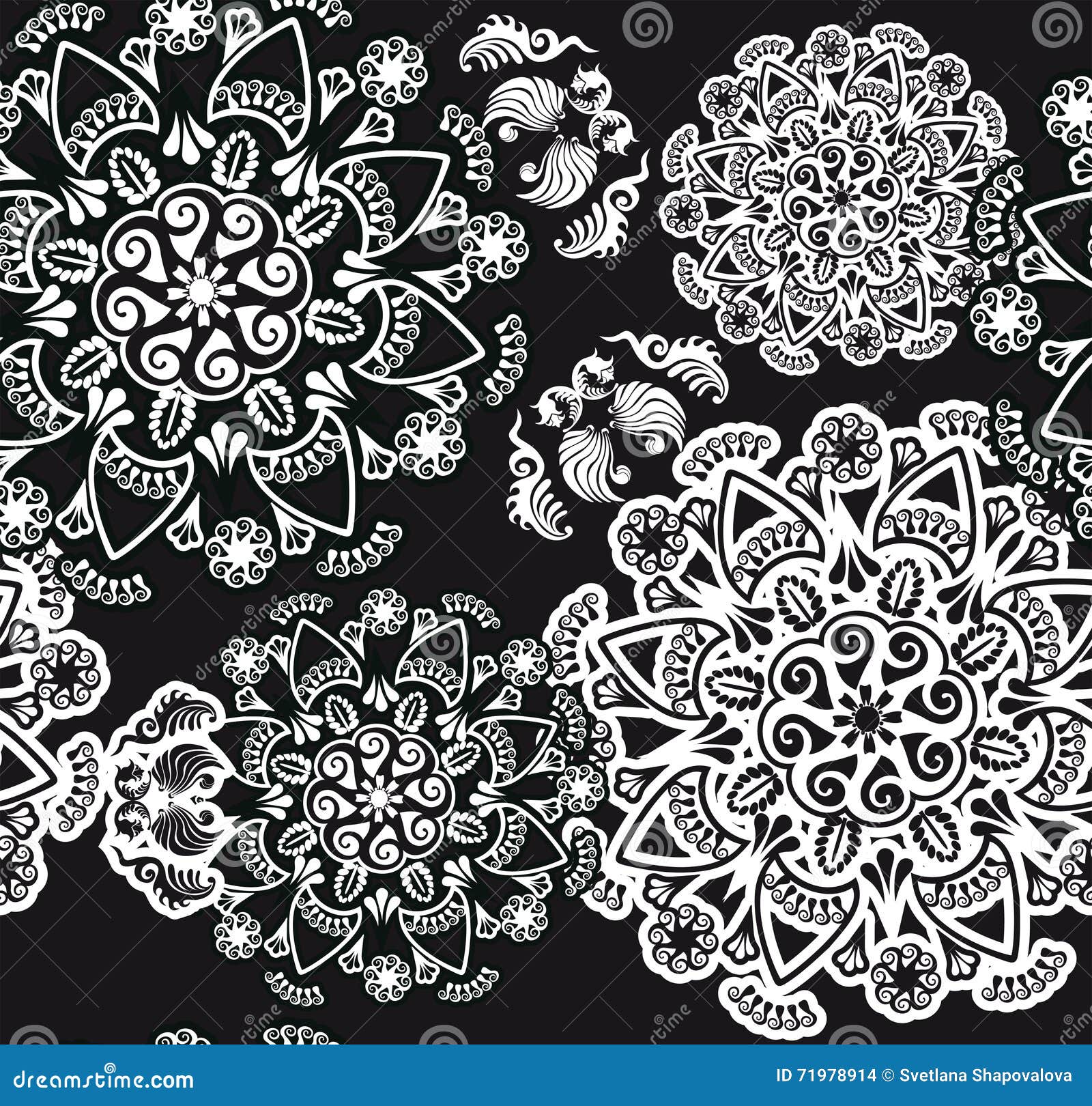 Floral Design Black and White Seamless Stock Vector - Illustration of ...