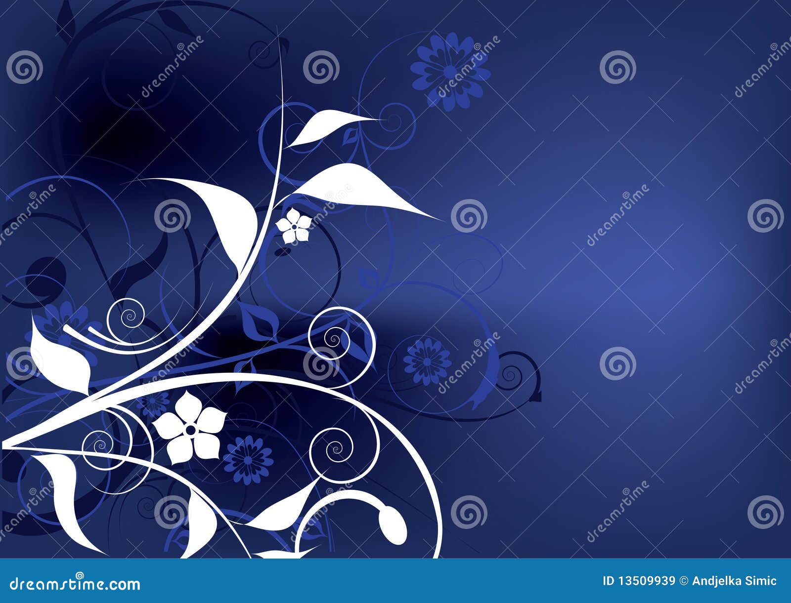 Floral design on blue stock vector. Illustration of leaf - 13509939