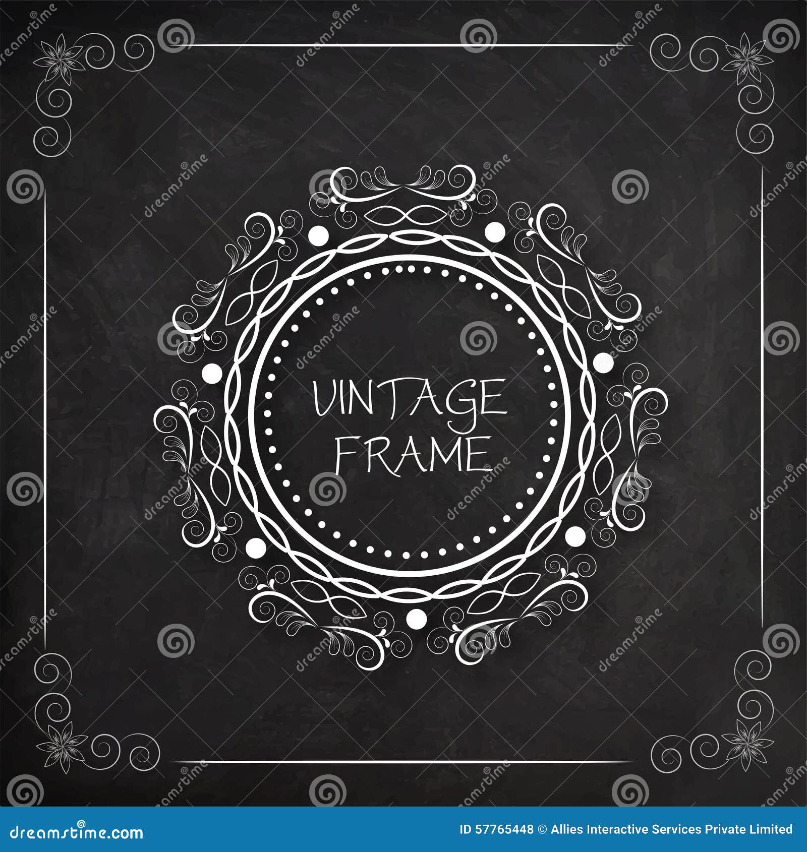 Floral Design Decorated Beautiful Vintage Frame. Stock Illustration ...