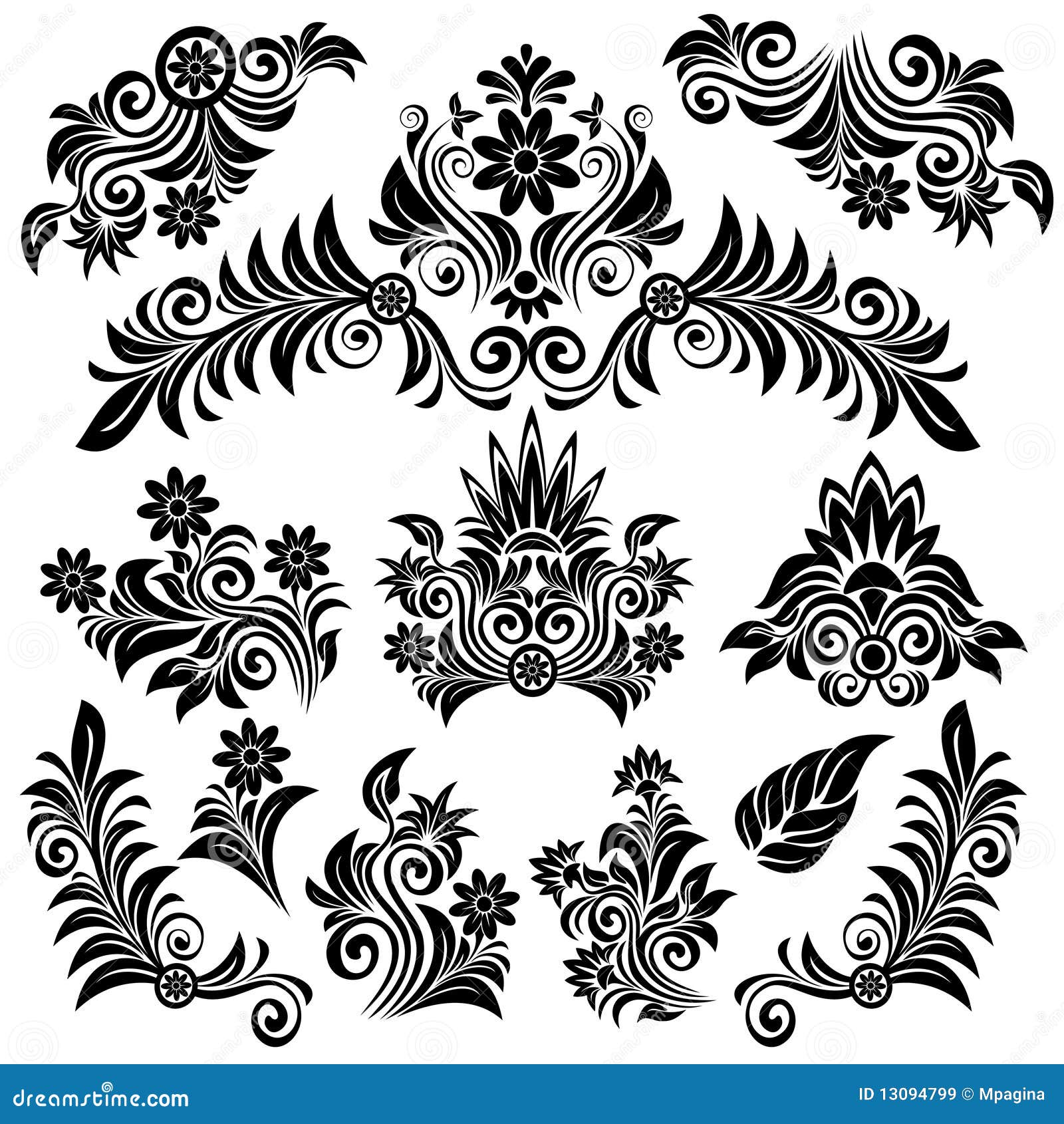 Floral design elements stock vector. Illustration of graphic - 13094799