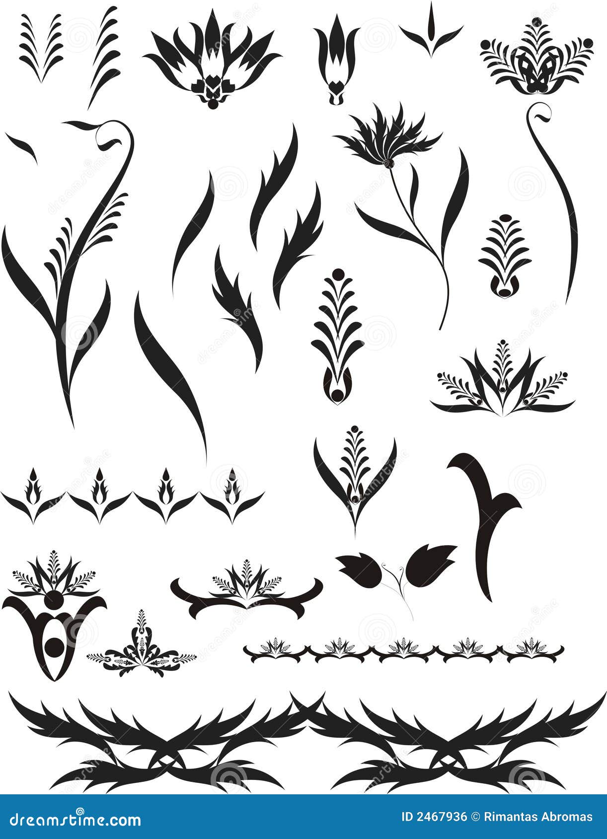 Floral design elements stock vector. Illustration of emblem - 2467936