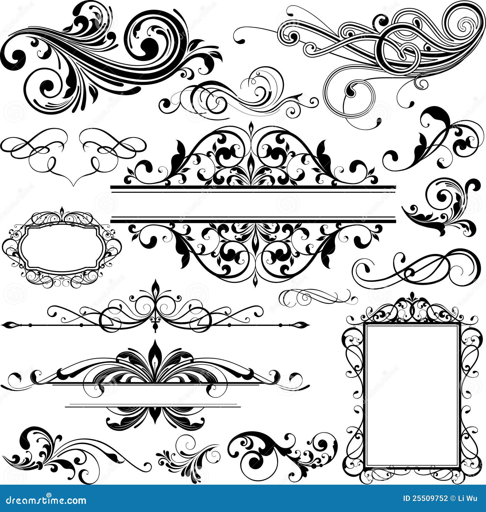 Floral design elements stock vector. Illustration of flower - 25509752
