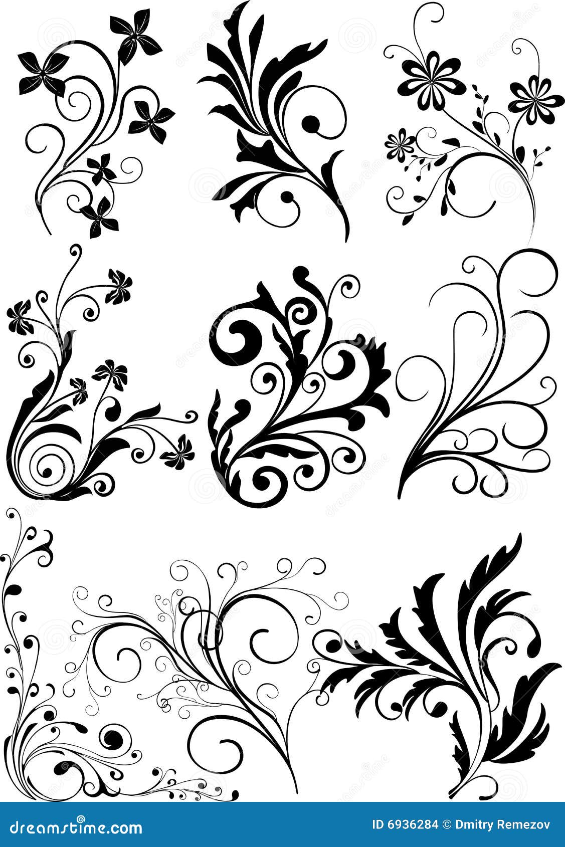 Floral design elements stock vector. Illustration of pattern - 6936284