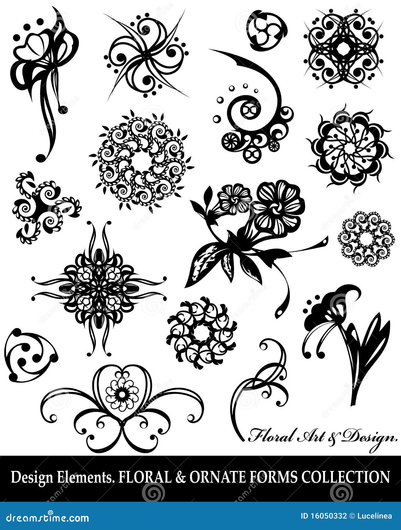 Floral Design Elements Collection Stock Vector - Illustration of ...