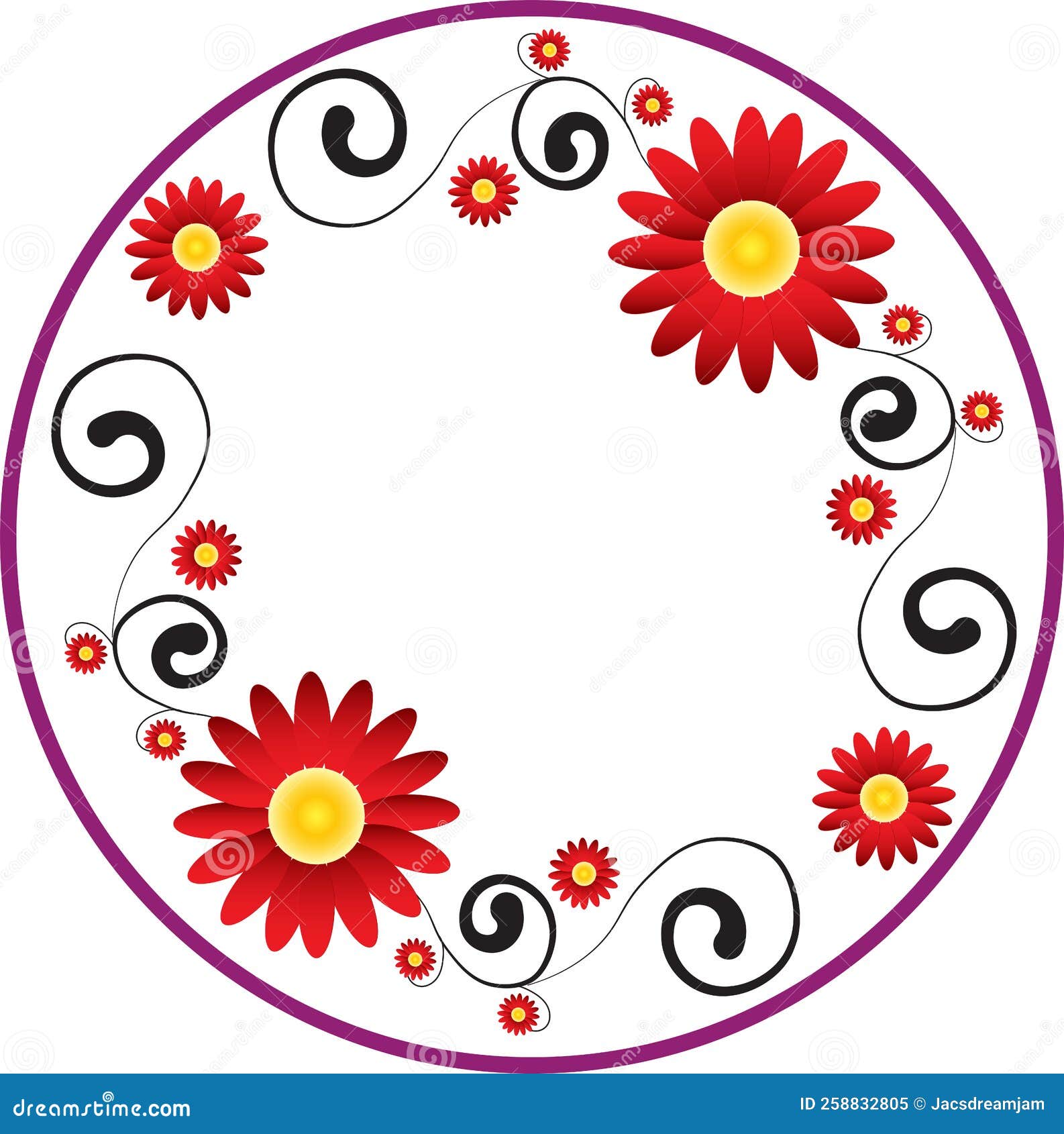 Flower Pattern in a Circle stock vector. Illustration of flowers ...