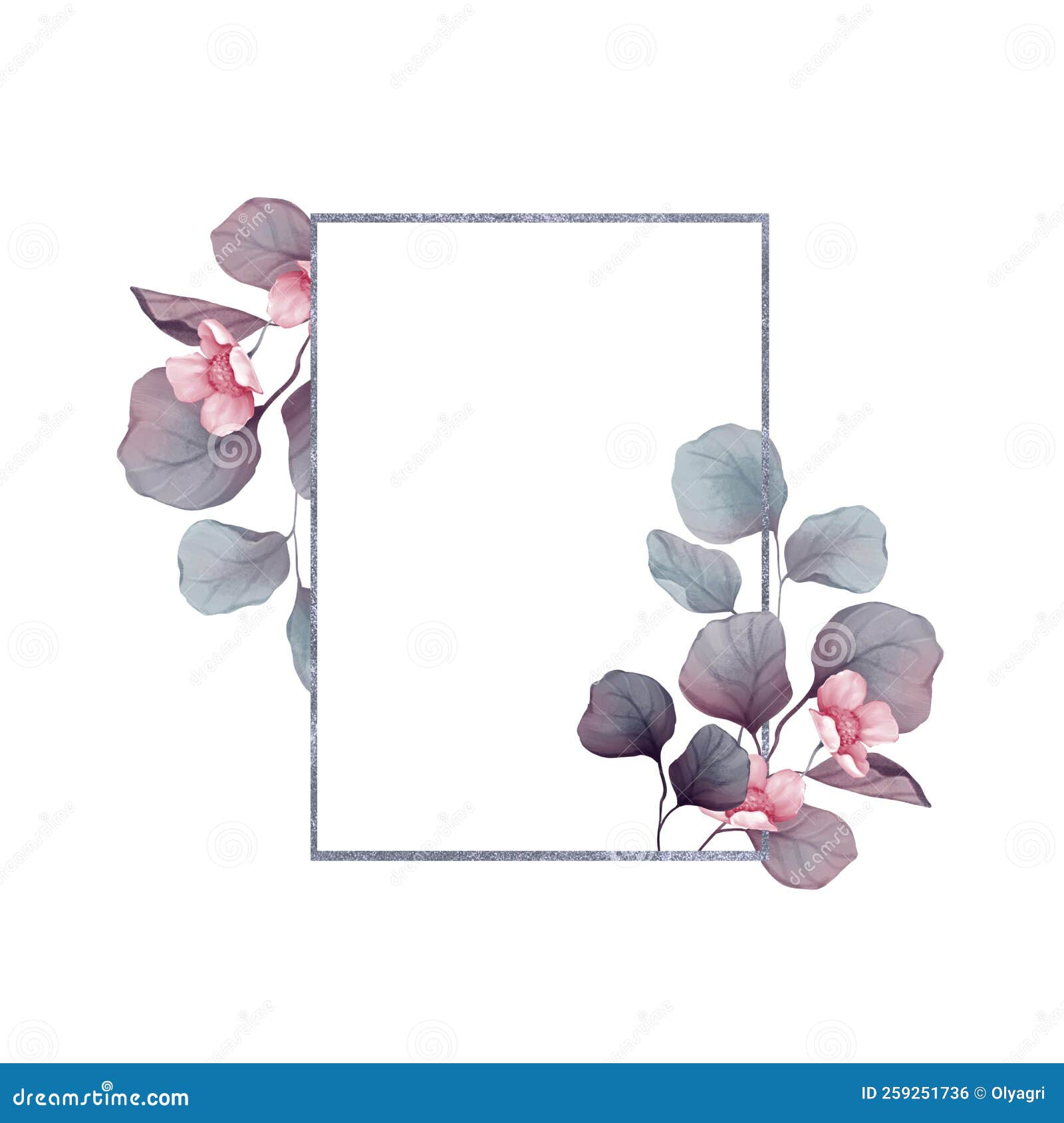 Floral Design Frame. Wedding Seasonal Flower Card. Floral Rectangular ...