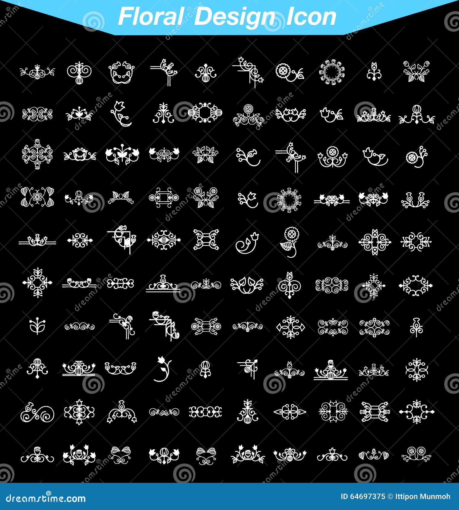 Floral design icon set stock illustration. Illustration of adornment ...