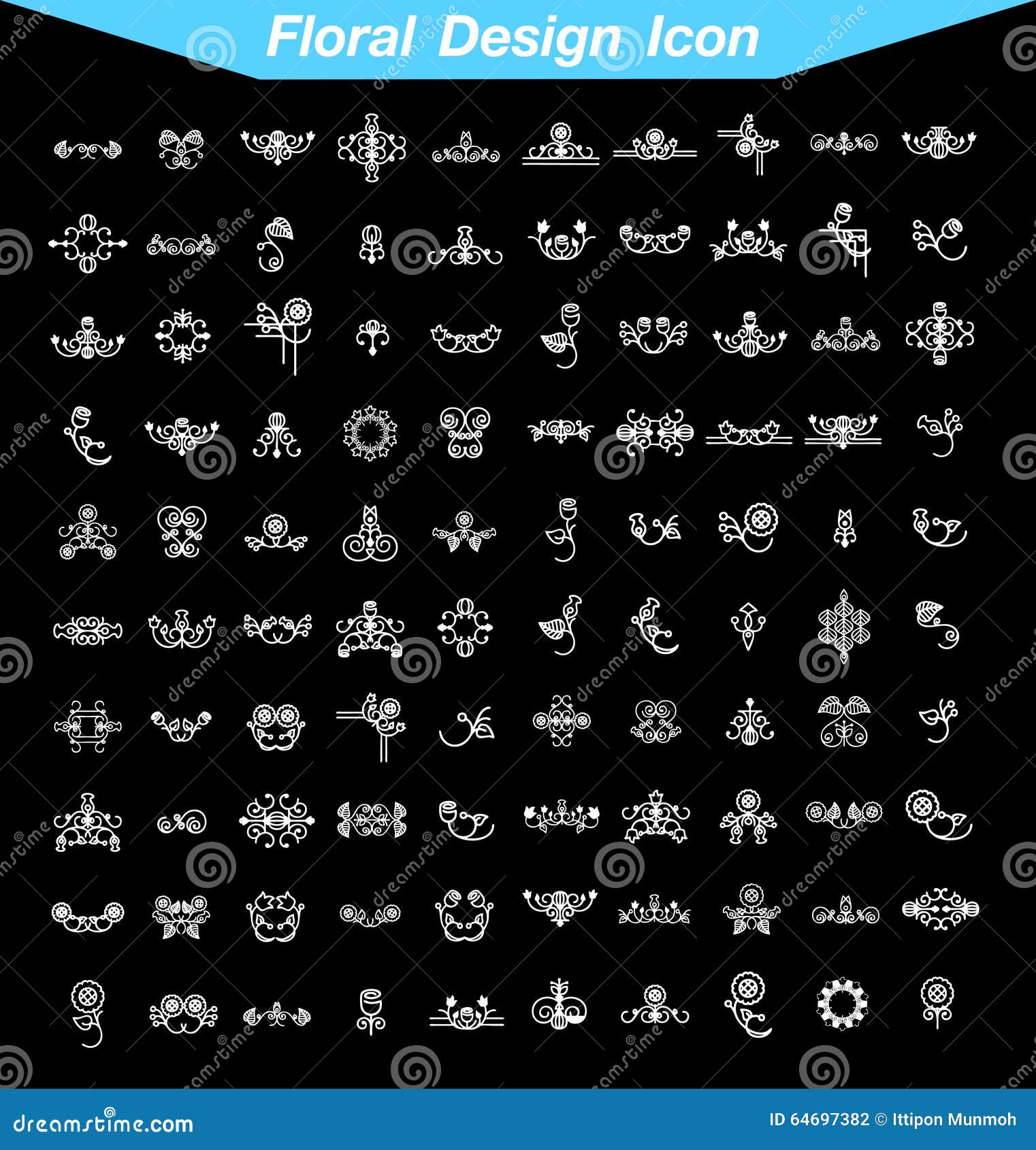 Floral design icon set stock illustration. Illustration of header ...