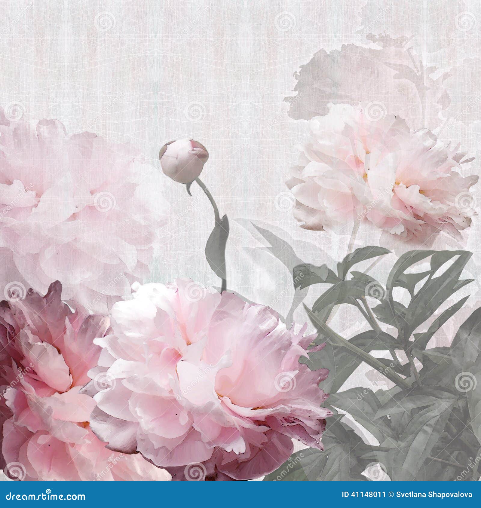 Floral design peonies stock illustration. Illustration of vintage ...