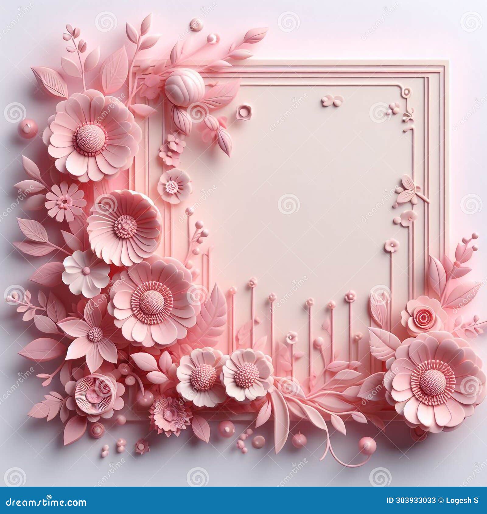 Floral Design Pink Color Border Frame Background Stock Illustration ...
