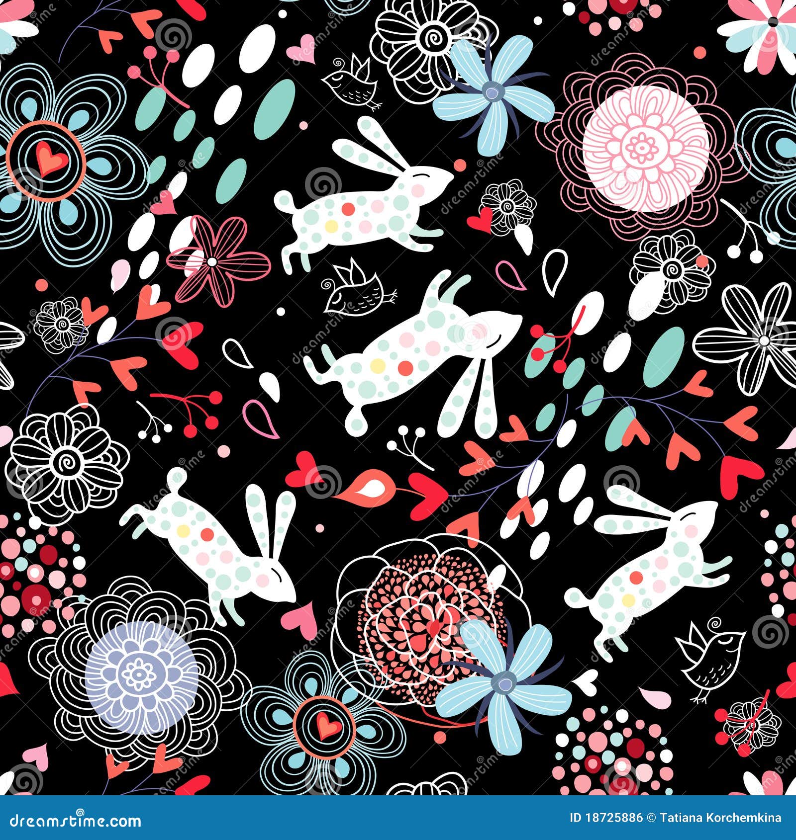 Floral design with rabbits stock vector. Illustration of celebration ...