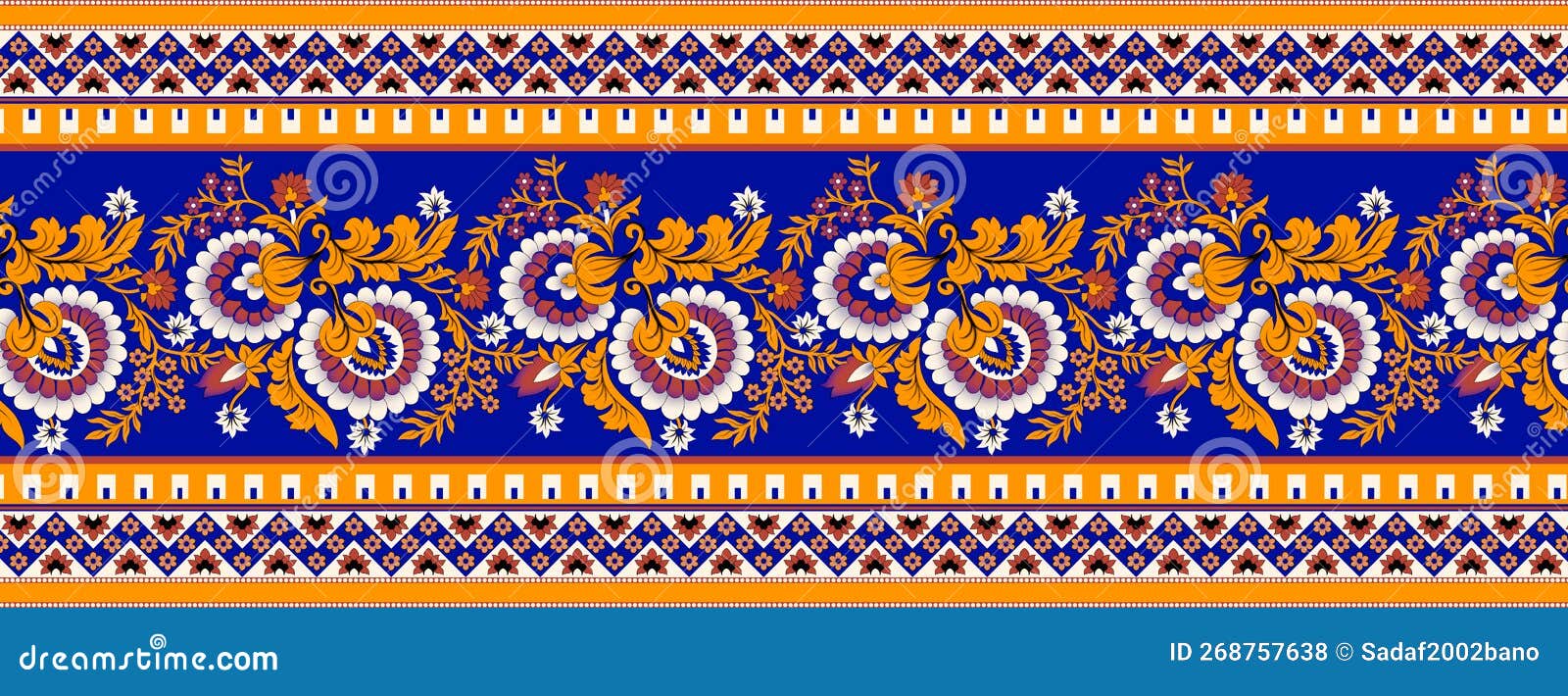 Floral Design Repeat Border with Different Size. Vector Stock ...