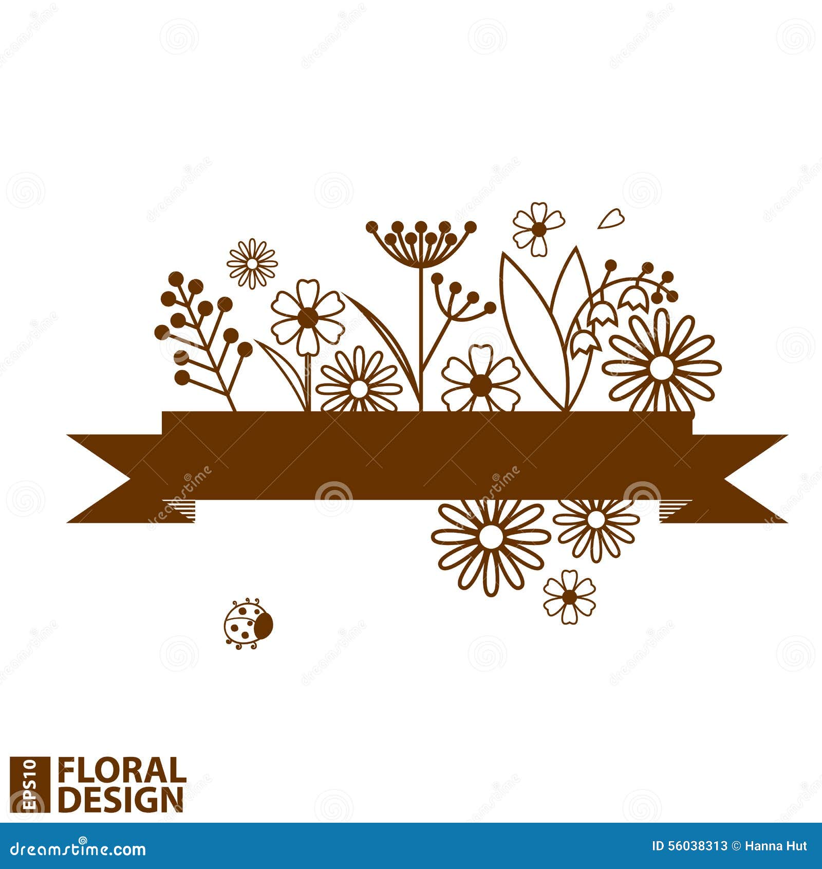 Floral design with ribbon stock vector. Illustration of template - 56038313