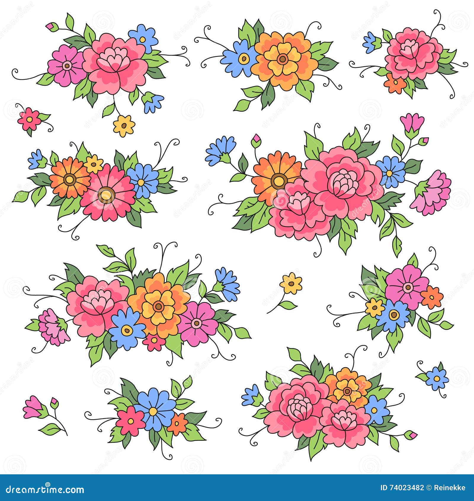 Floral design set stock vector. Illustration of branch - 74023482