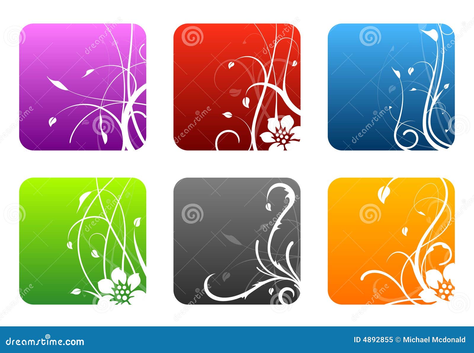 Floral design squares stock vector. Illustration of flower - 4892855