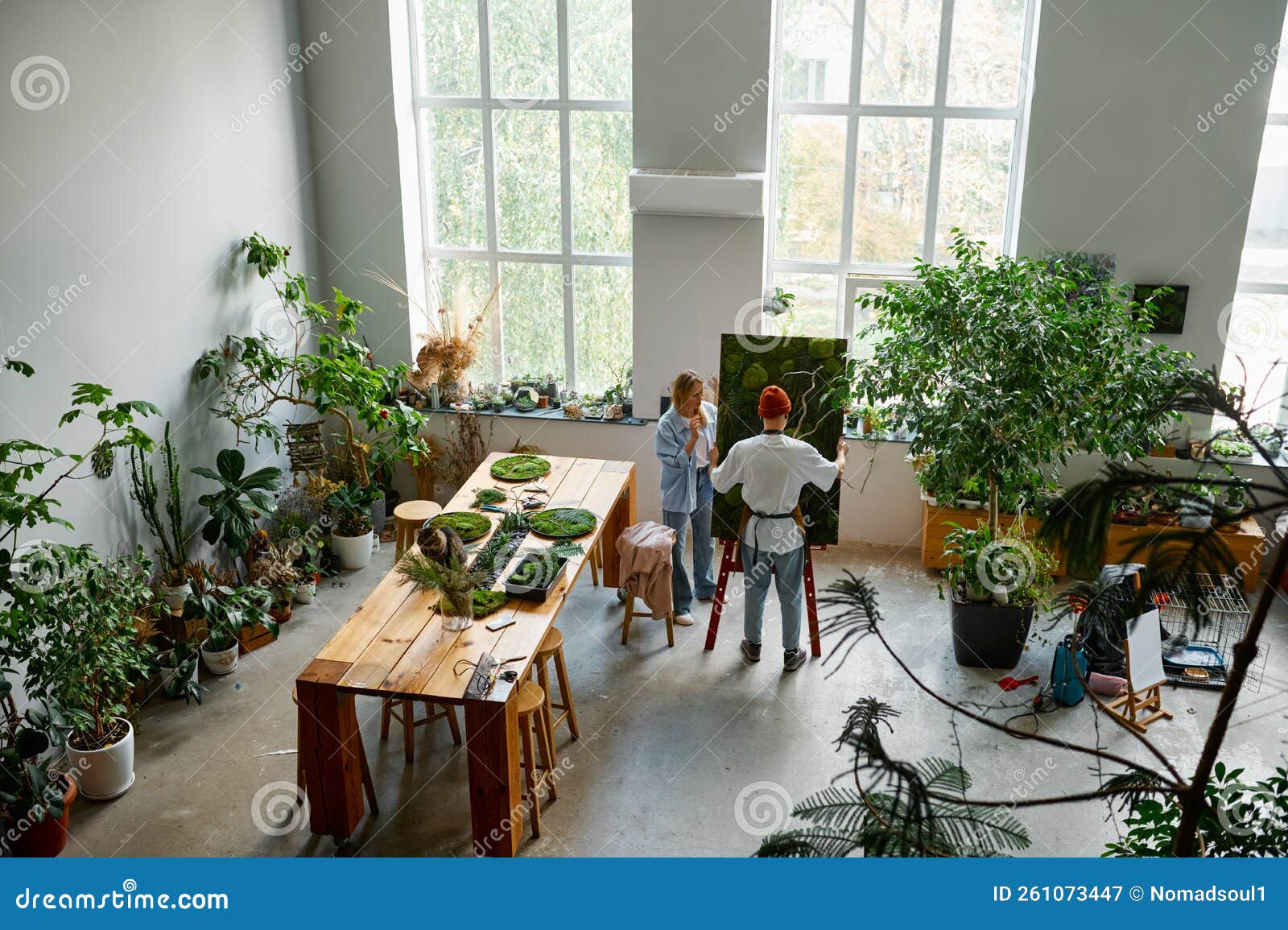 Floral Design Studio View with Florists Making Decorations View from ...