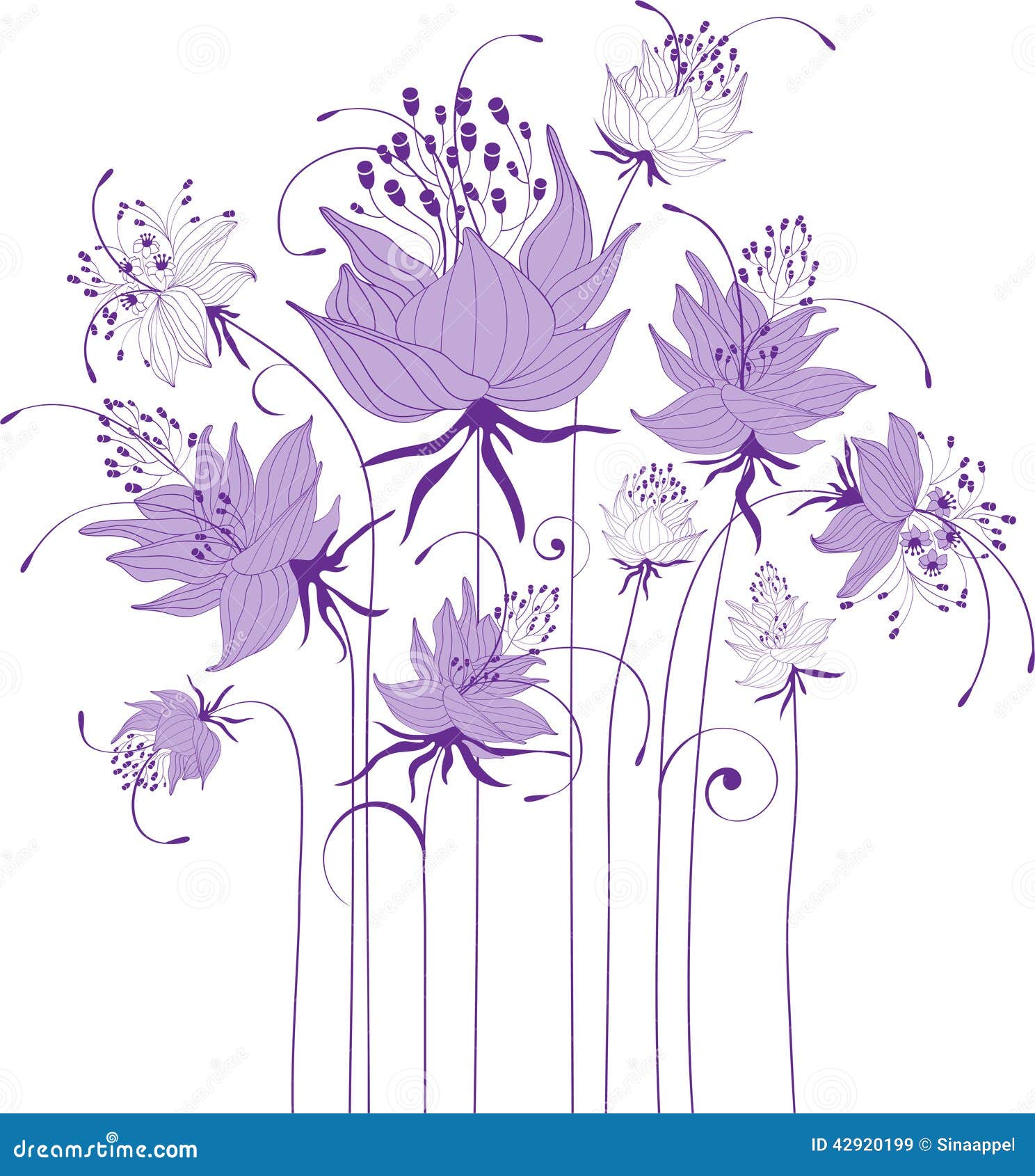 Floral Design, Stylized Flowers Stock Vector - Illustration of gift ...