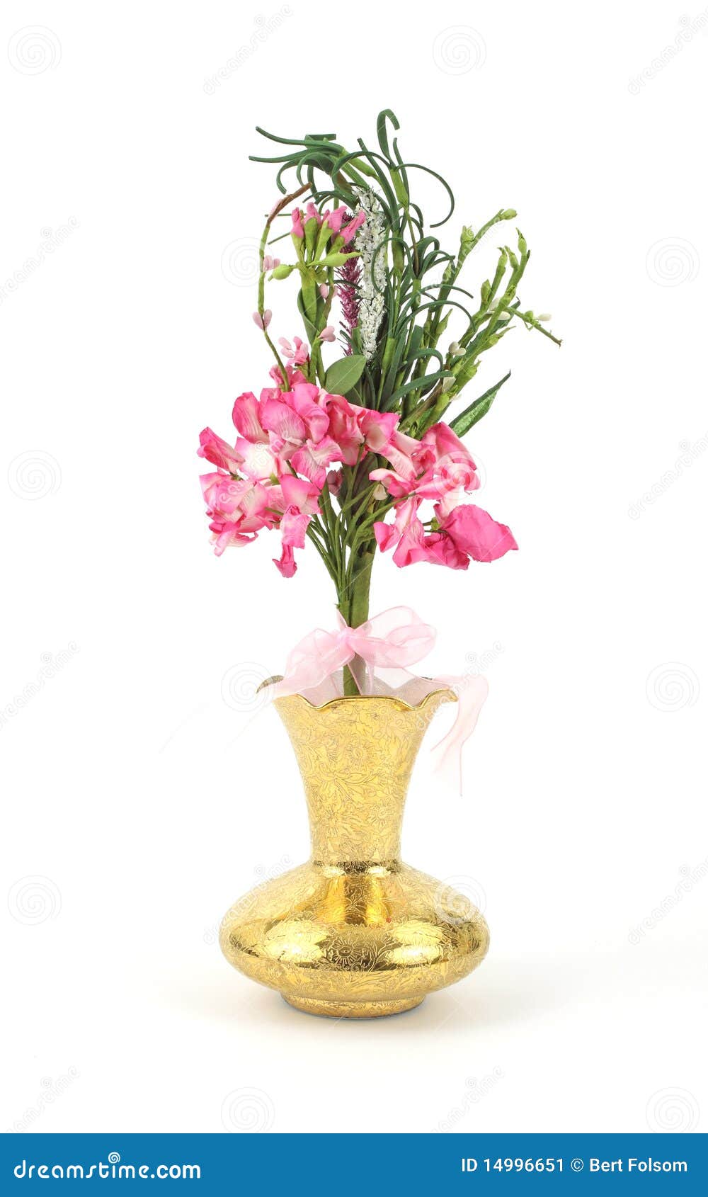 Floral Display in a Gold Vase Stock Image - Image of display, gold ...