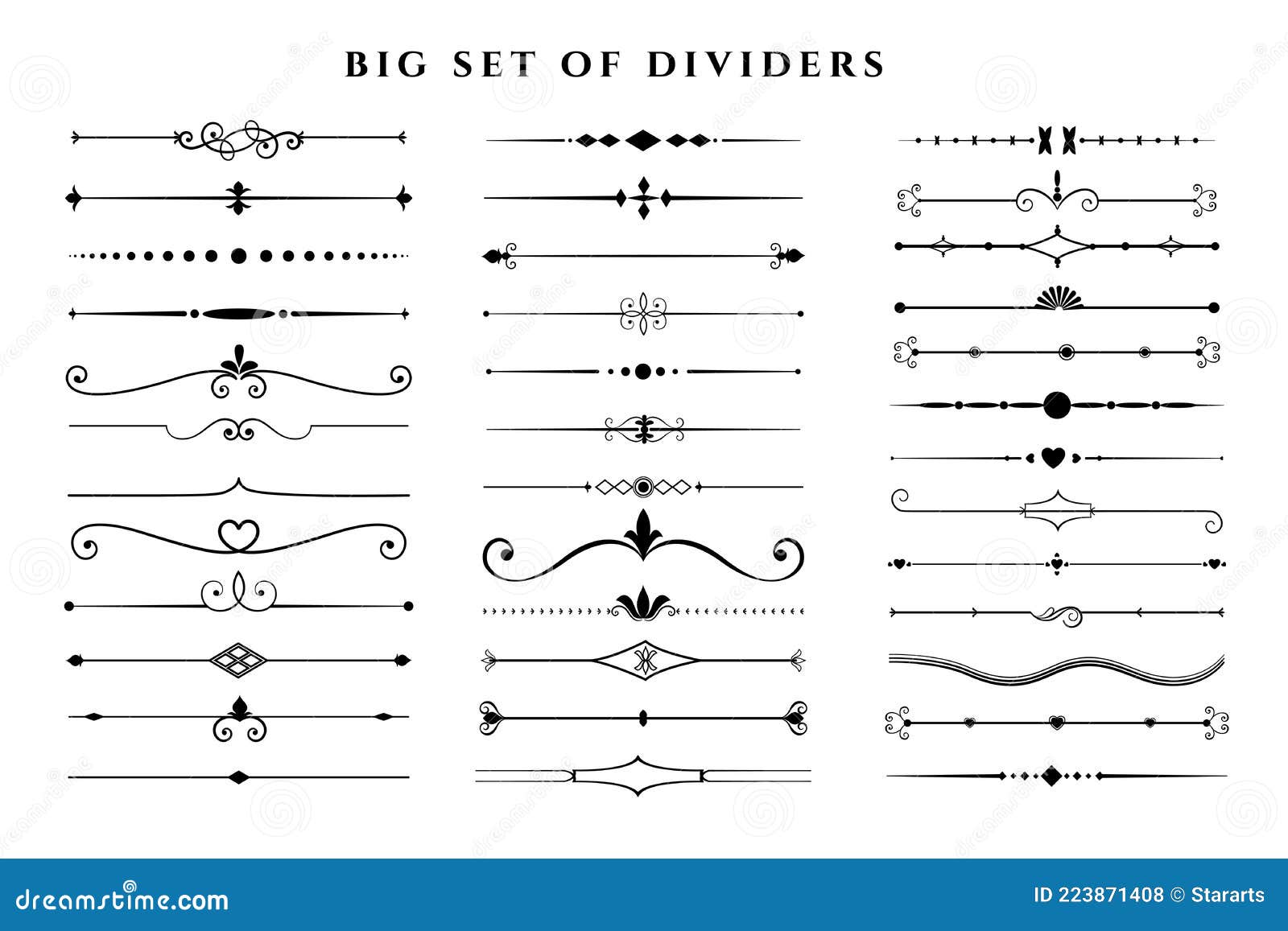 Floral Dividers Decoration Elements Mega Collection Pack Stock Vector ...
