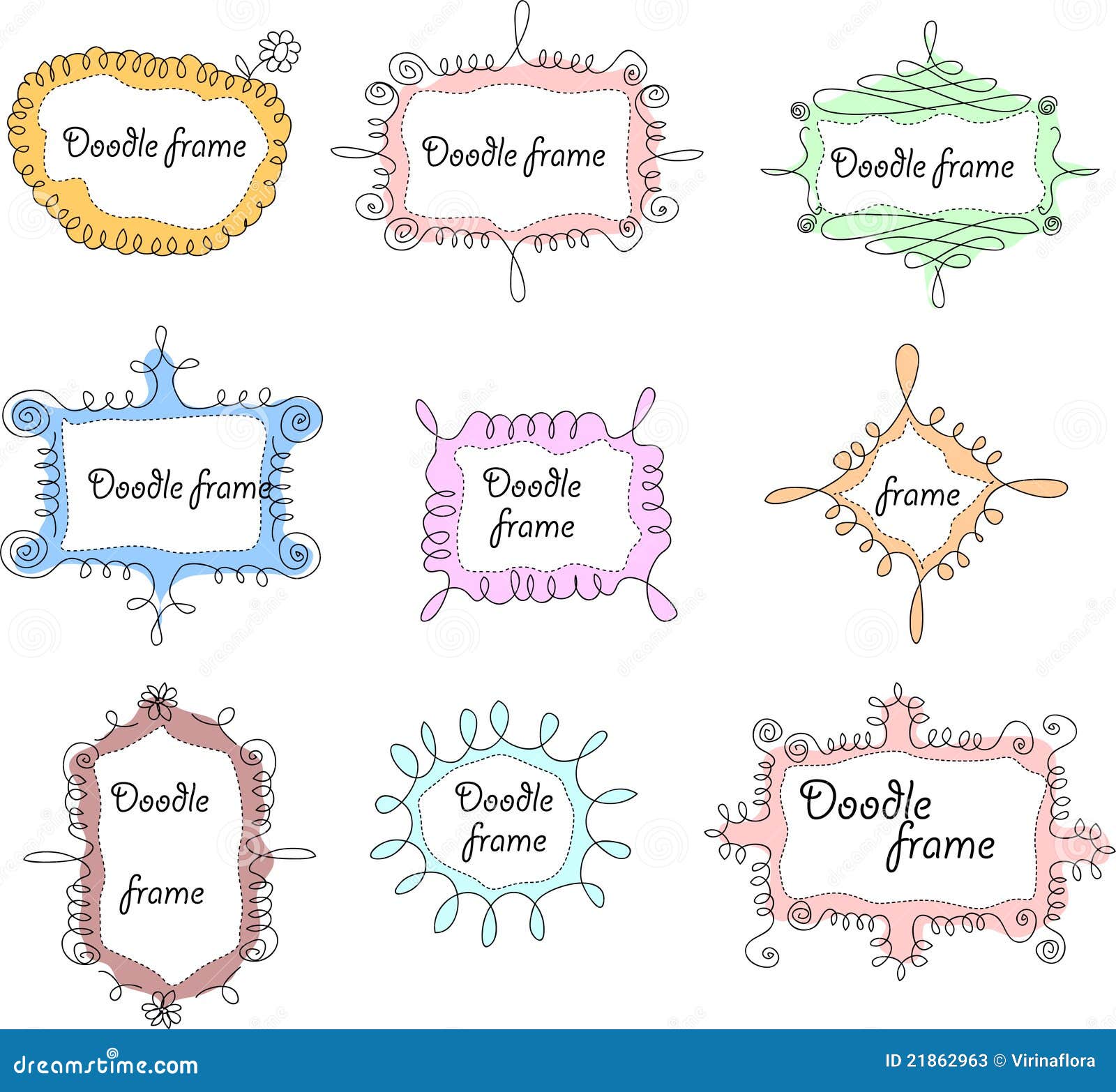 Floral Doodle Frames,vector Stock Vector - Illustration of happy ...