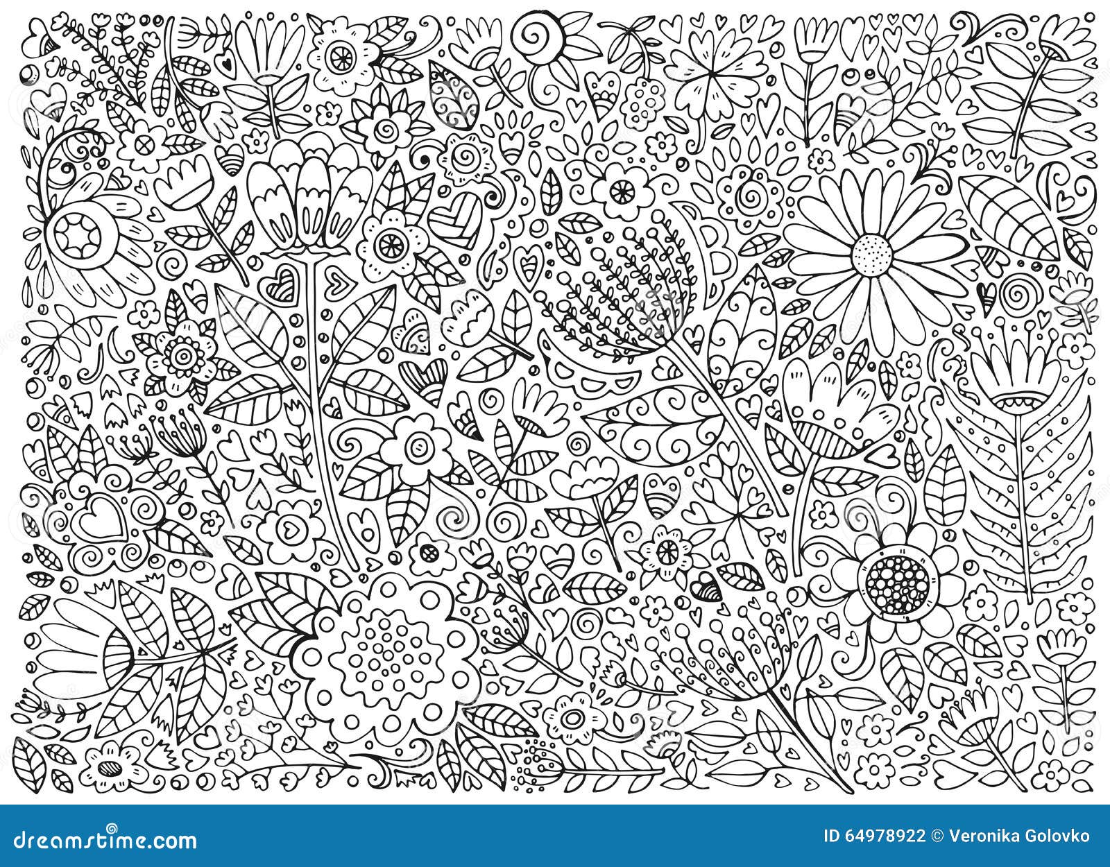 Floral doodle pattern stock vector. Illustration of drawing - 64978922