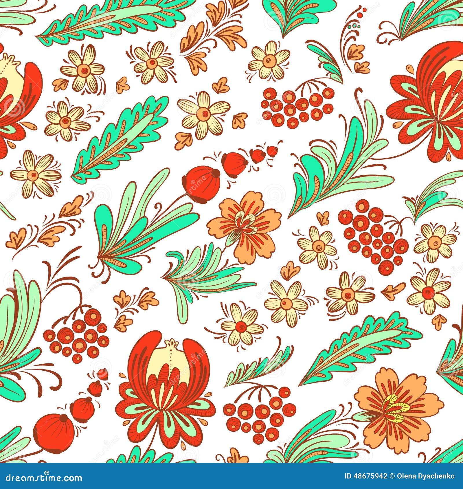 Floral doodle seamless stock vector. Illustration of decoration - 48675942