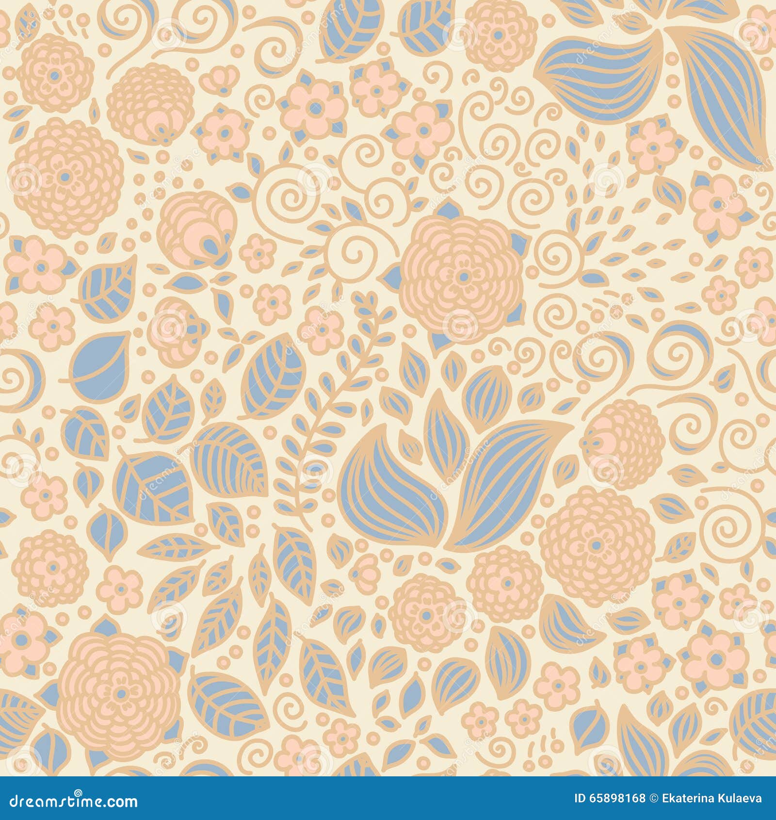 Floral Doodle Wallpaper Seamless Pattern. Stock Vector - Illustration ...