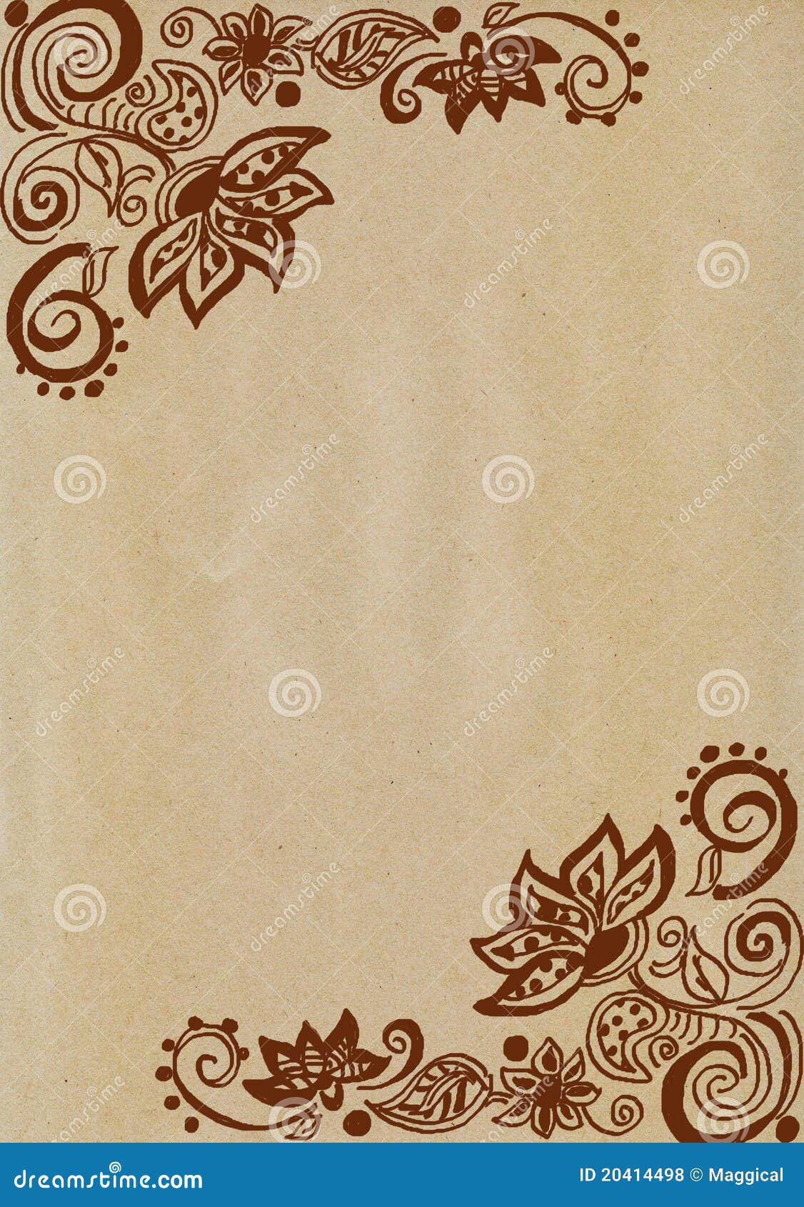 Floral Doodles on Brown Paper Stock Photo - Image of illustations ...