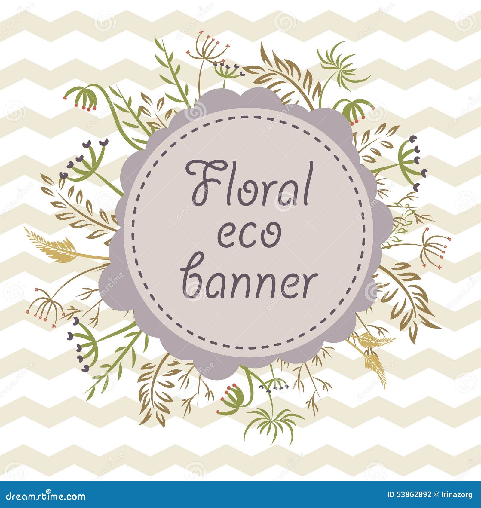 Floral Eco Banner with Chevrons. Stock Vector - Illustration of botany ...