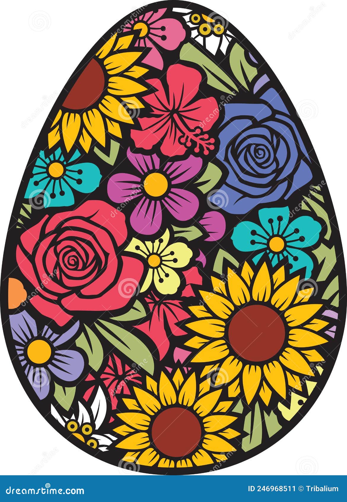 Floral egg color vector stock illustration. Illustration of easter ...