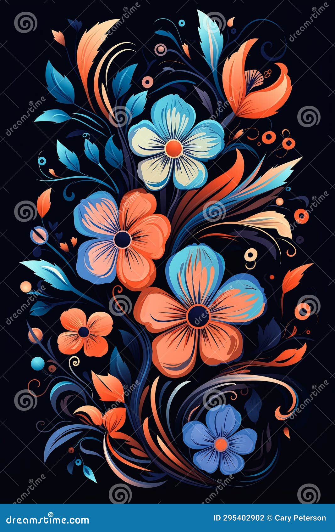 Floral Elegance: a Delicate Blue Border Gradient with Elaborate Stock ...