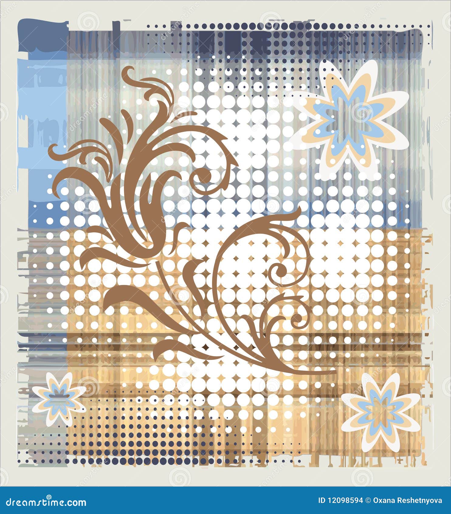 Floral Element Over Halftone Background Stock Vector - Illustration of ...