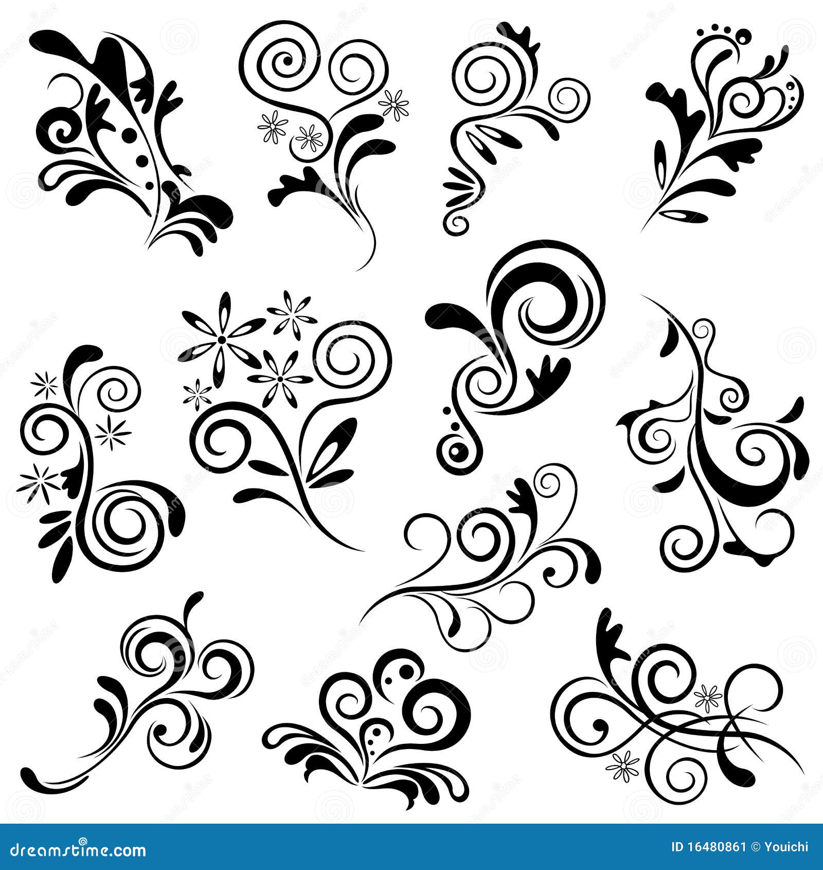 Floral element set stock vector. Illustration of foliate - 16480861