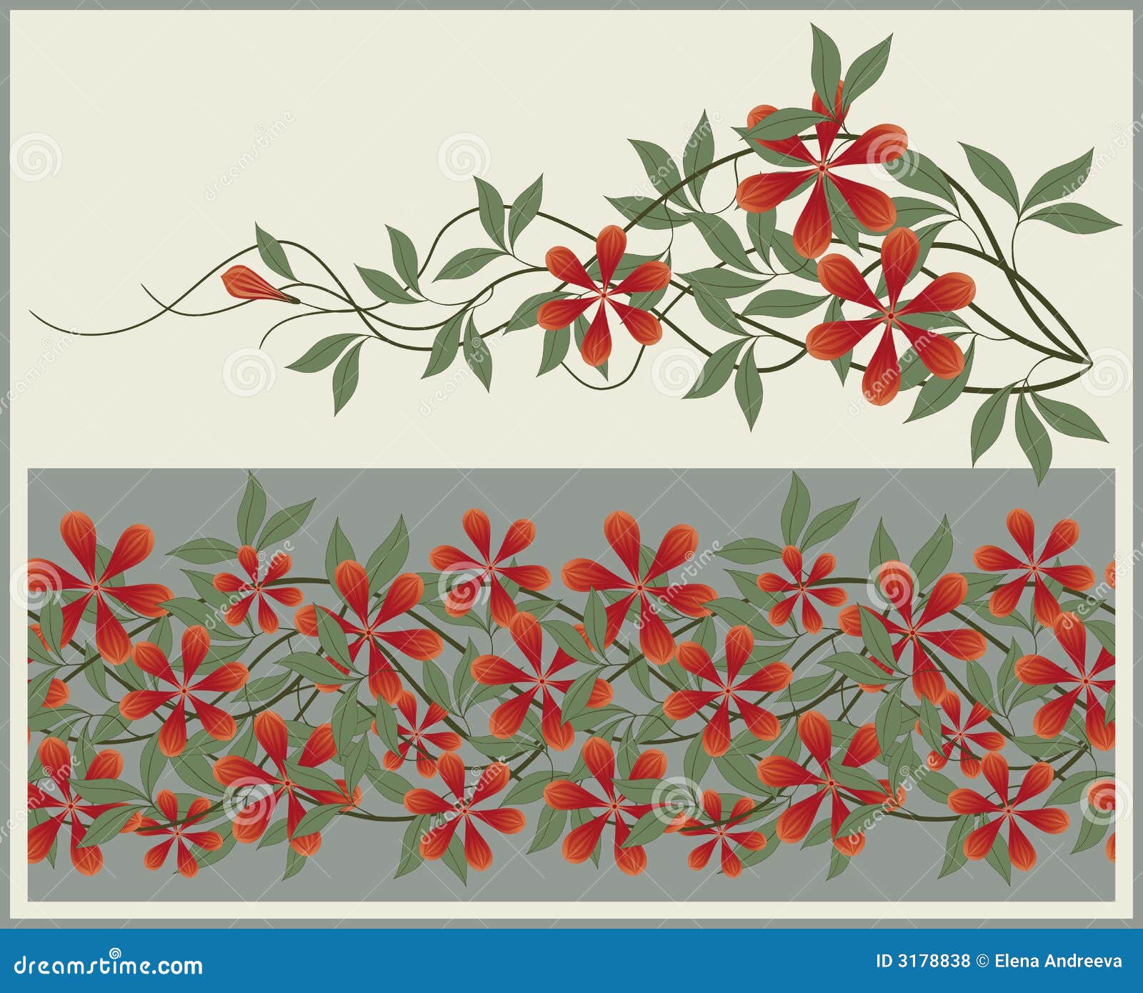 Floral Elements and Border. Stock Vector - Illustration of border ...