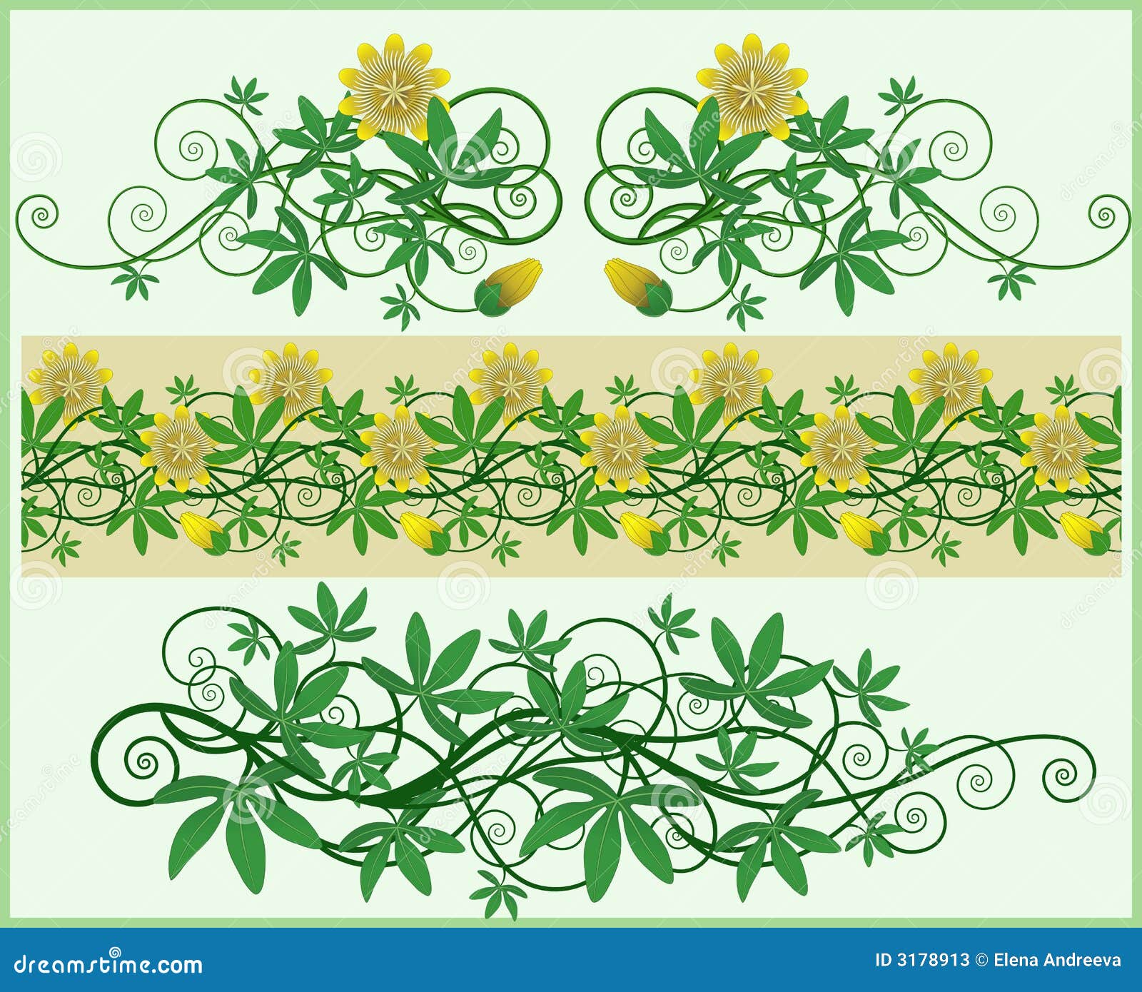 Floral Elements and Border. Stock Vector - Illustration of antique ...