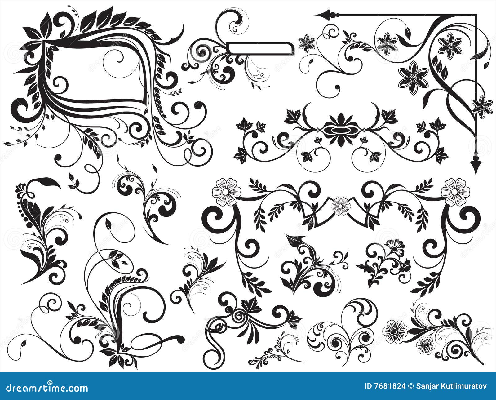 Floral elements for design stock illustration. Illustration of design ...