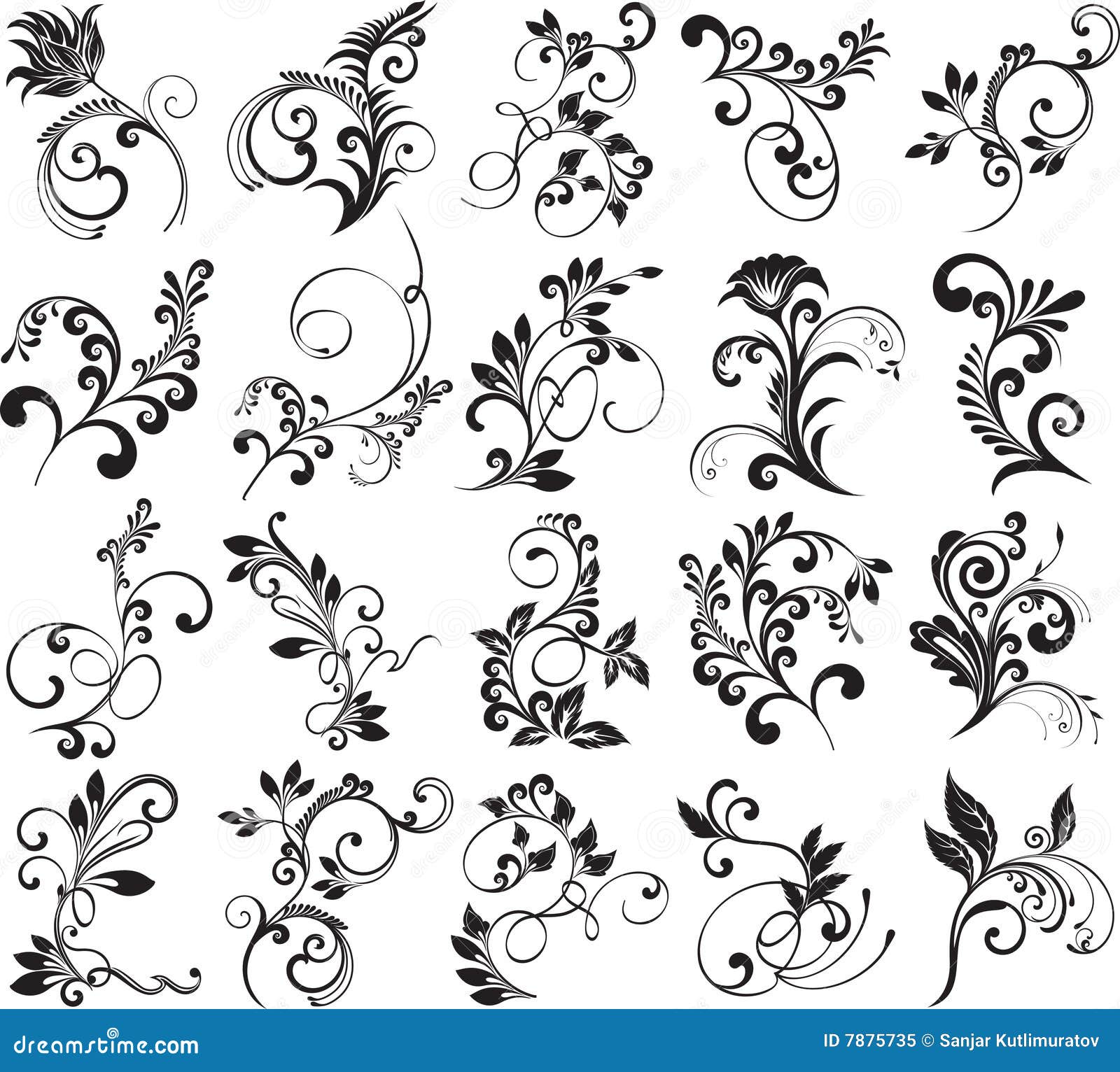 Floral elements for design stock illustration. Illustration of flower ...