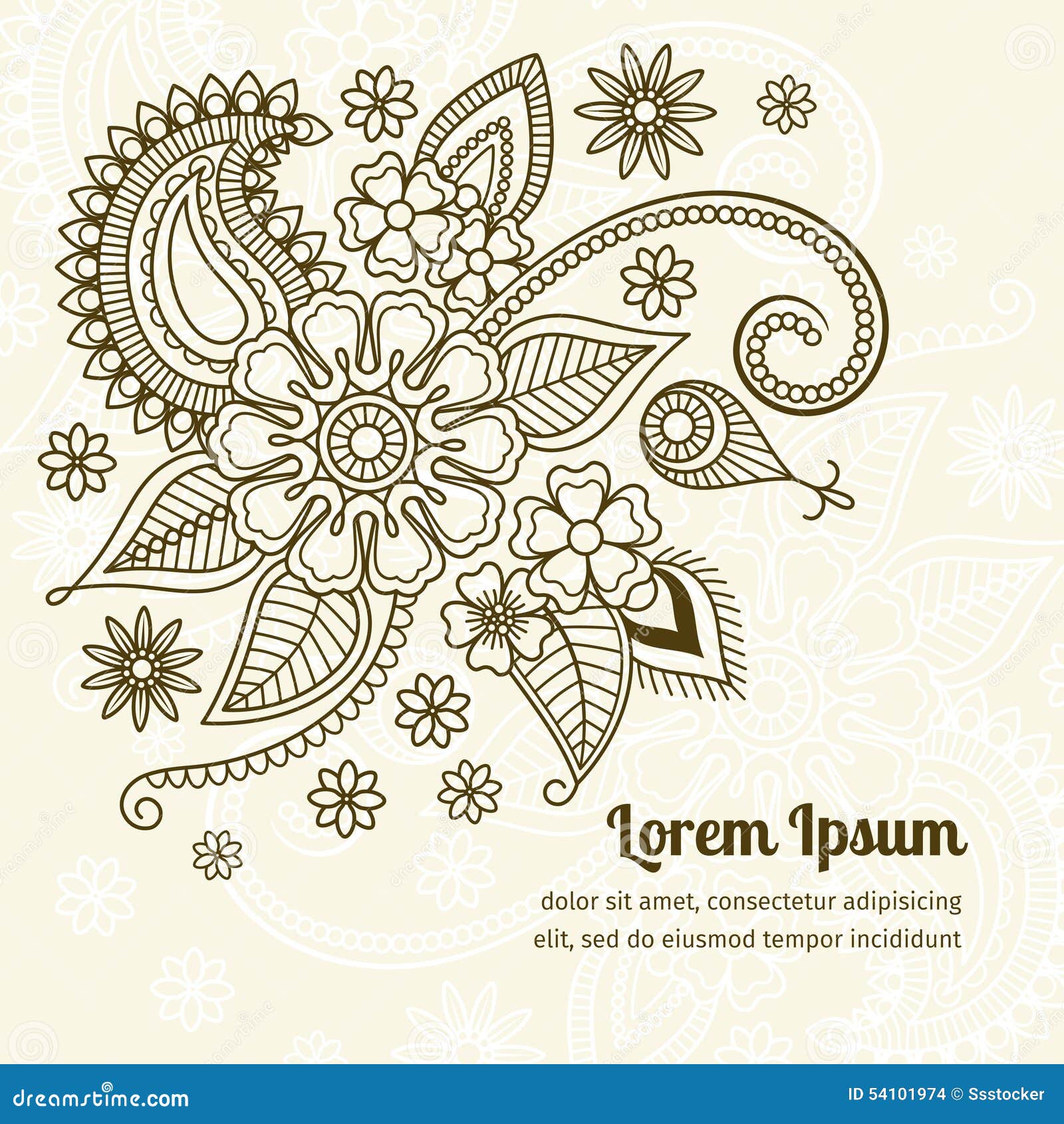 Floral Elements in Mehndi Indian Style Stock Vector - Illustration of ...