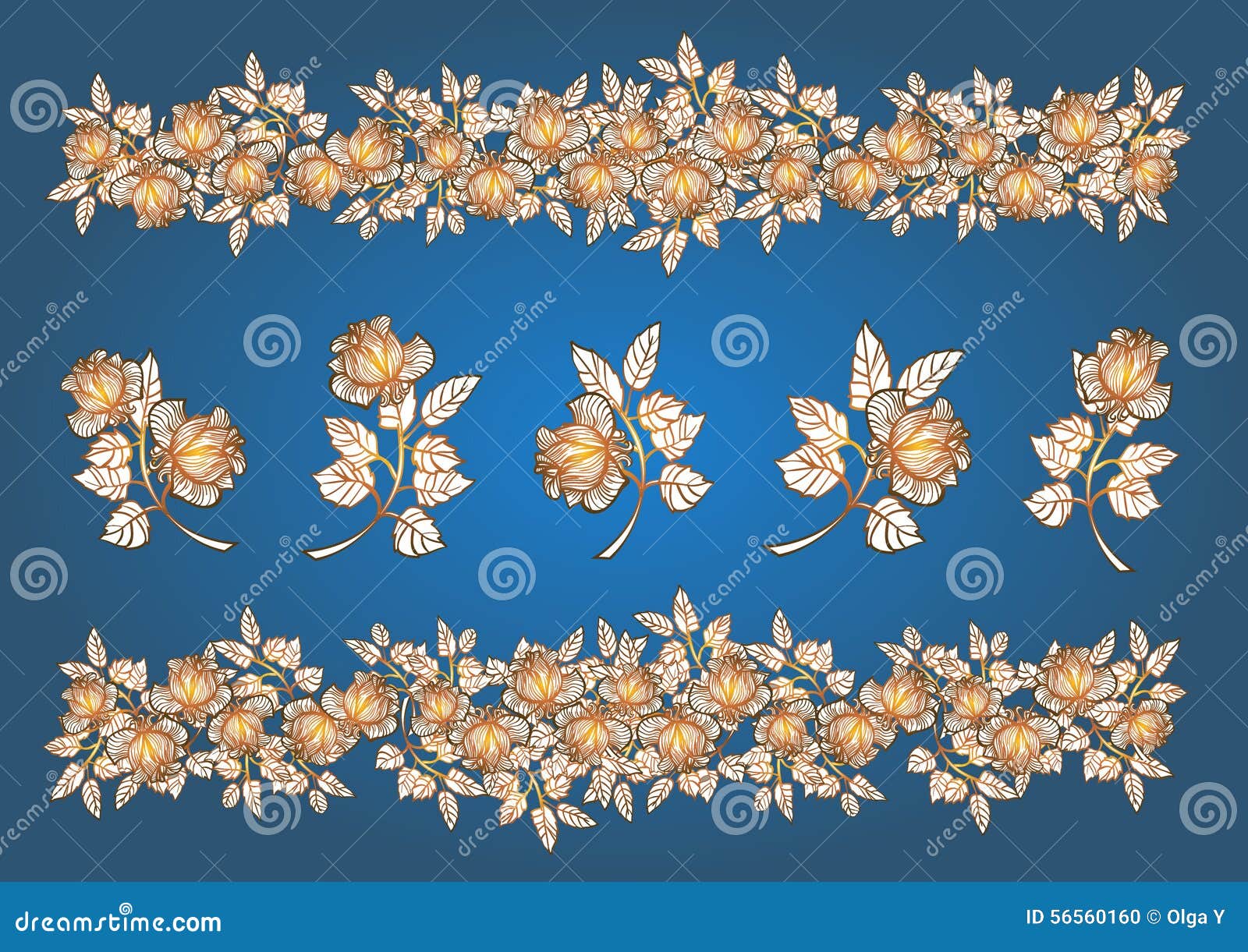 Floral Elements. Roses. Border Stock Vector - Illustration of bouquet ...