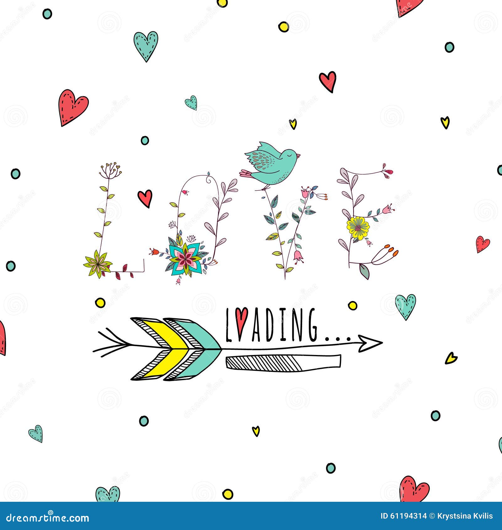 Floral Elements of Vintage. Phrase Love is Loading Stock Vector ...