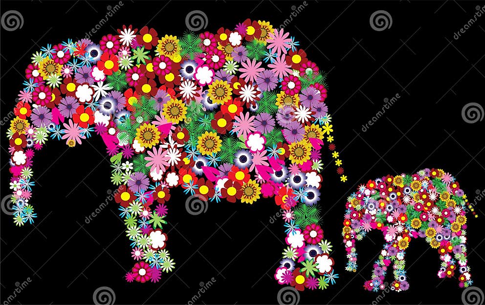 Floral elephants stock vector. Illustration of isolated - 20913507