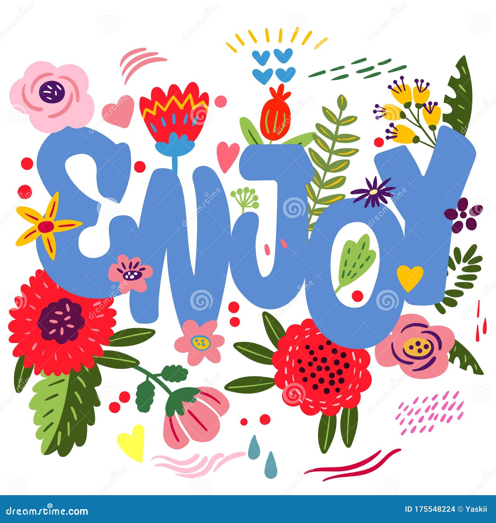 Floral Enjoy card stock vector. Illustration of organic - 175548224