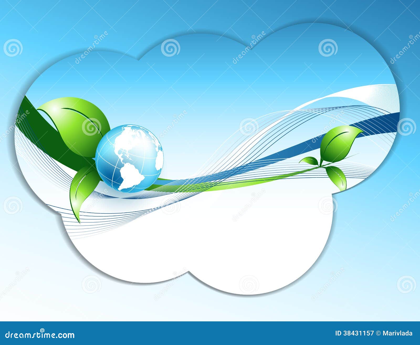 Floral Environmental Vector Frame with Globe Stock Vector ...