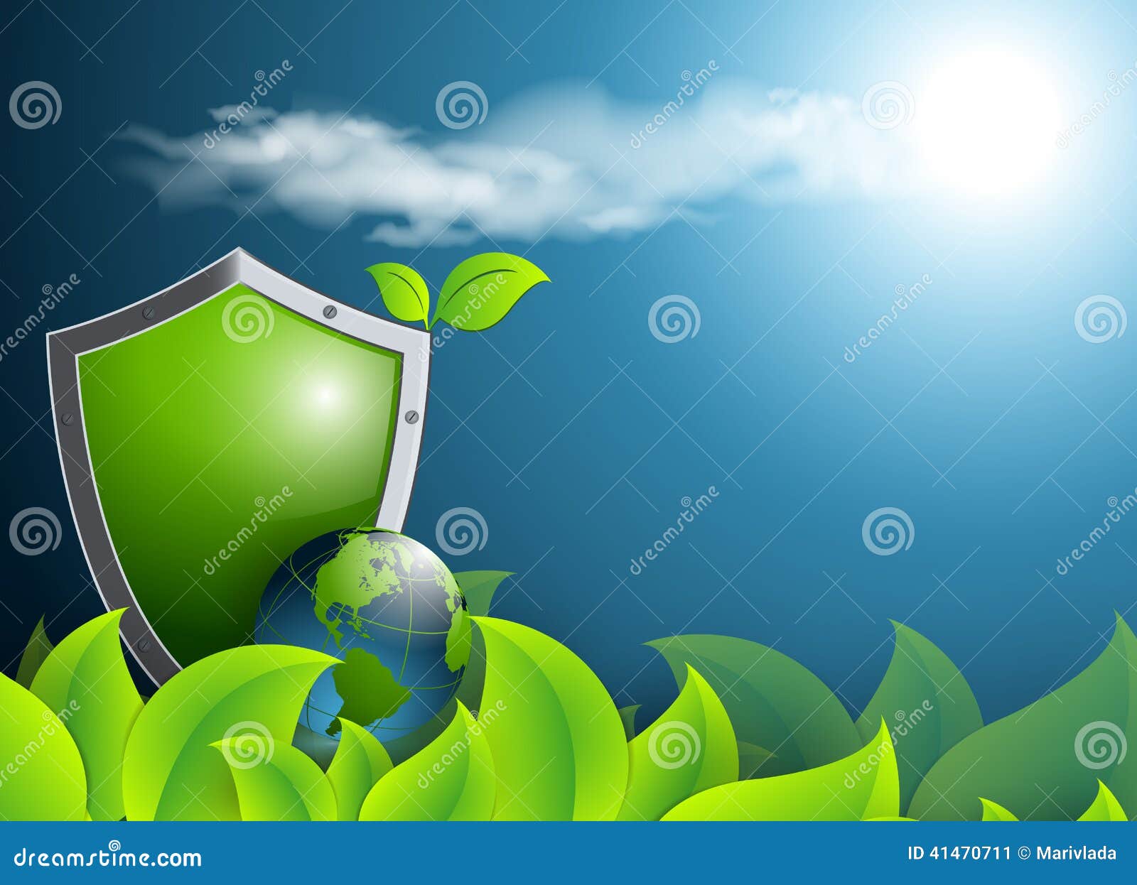 Floral Environmental Vector Frame with Globe Stock Vector ...