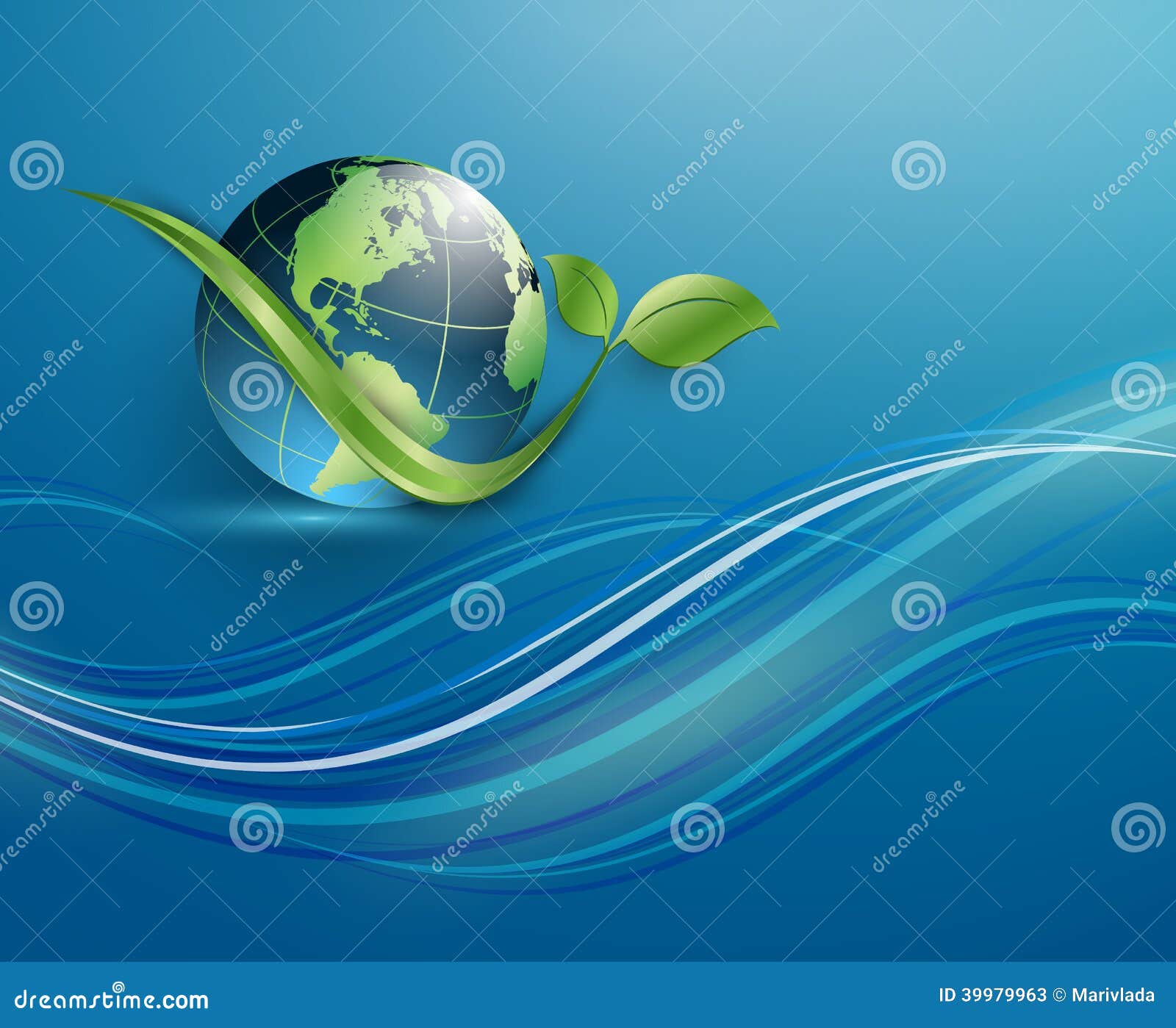 Floral Environmental Vector Frame with Globe Stock Vector ...