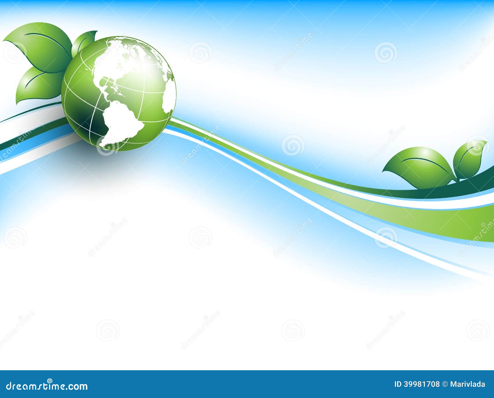 Floral Environmental Vector Frame with Globe Stock Vector ...