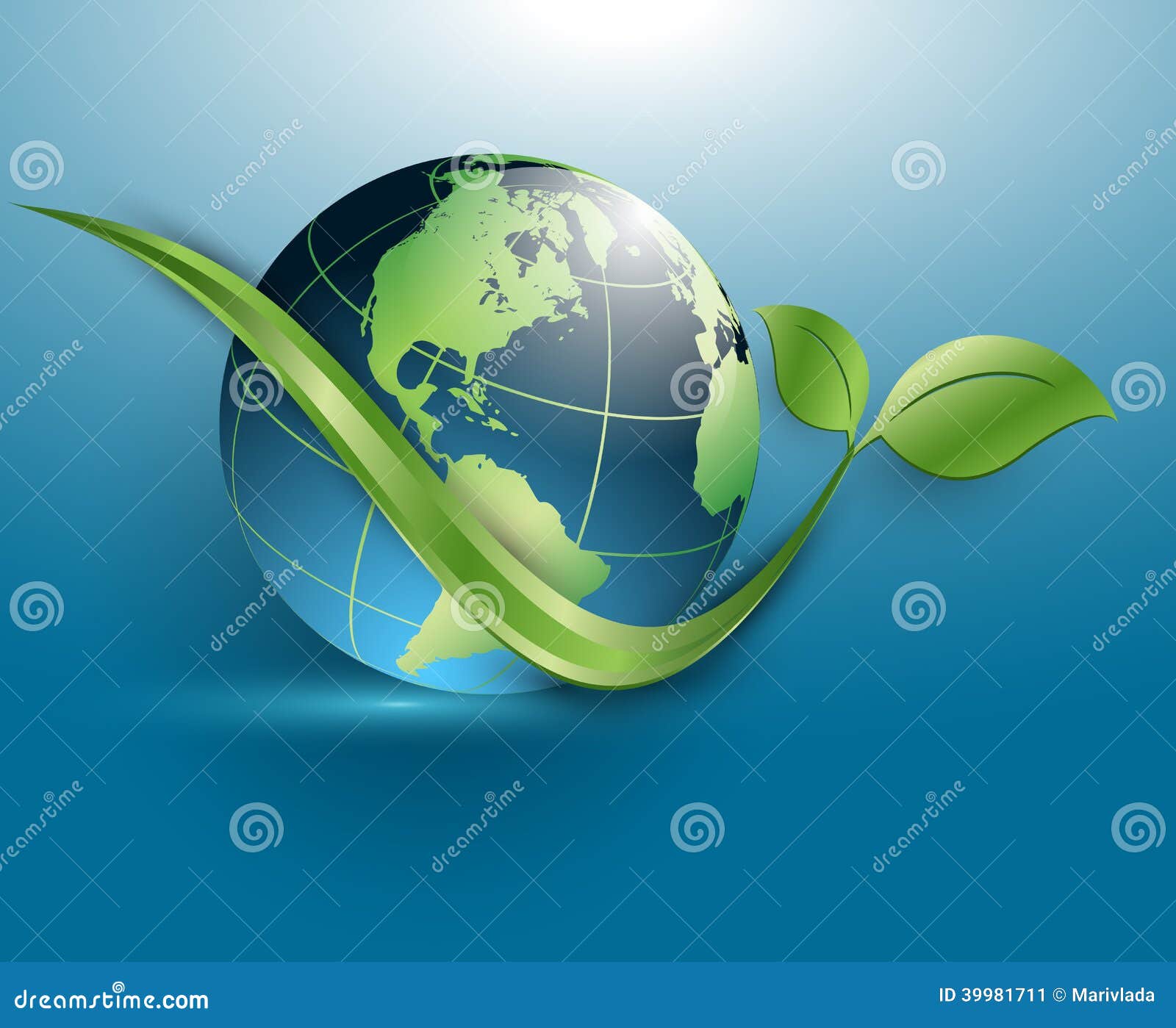 Floral Environmental Vector Frame with Globe Stock Vector ...