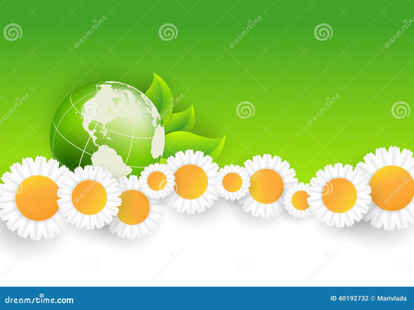 Floral Environmental Vector Frame with Globe Stock Vector ...